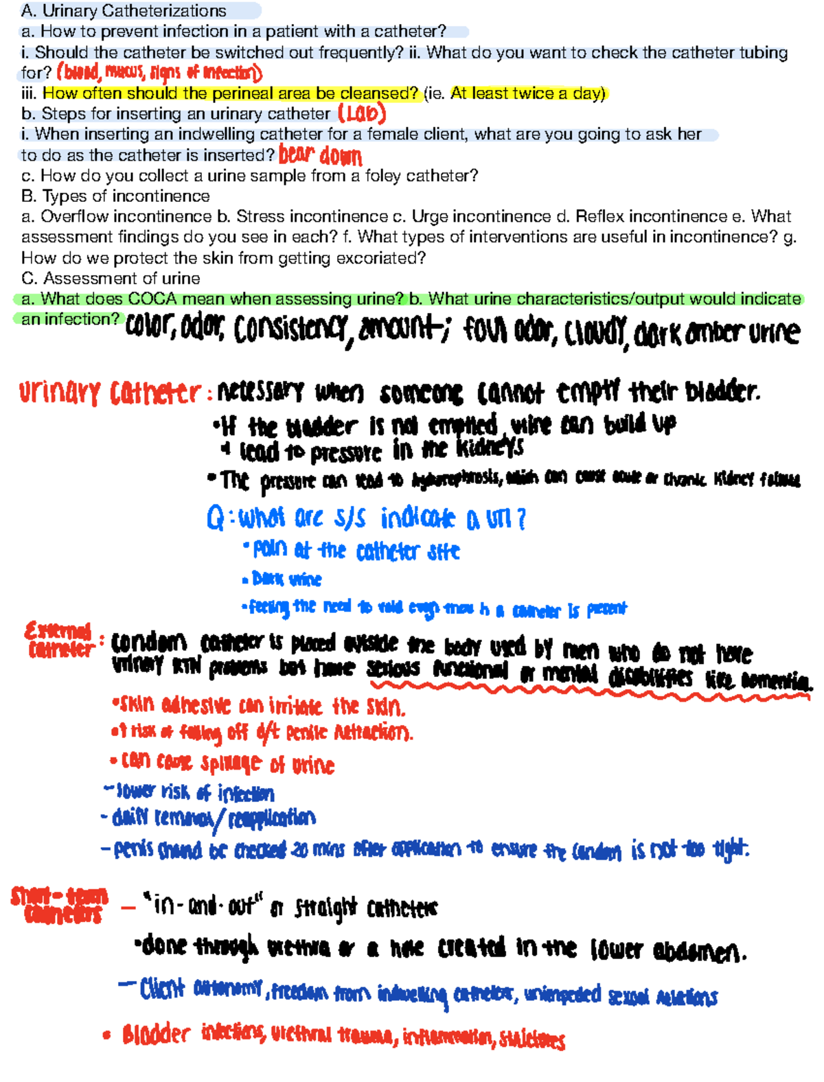 Note Apr 3, 2025 - Notes - A. Urinary Catheterizations a. How to ...
