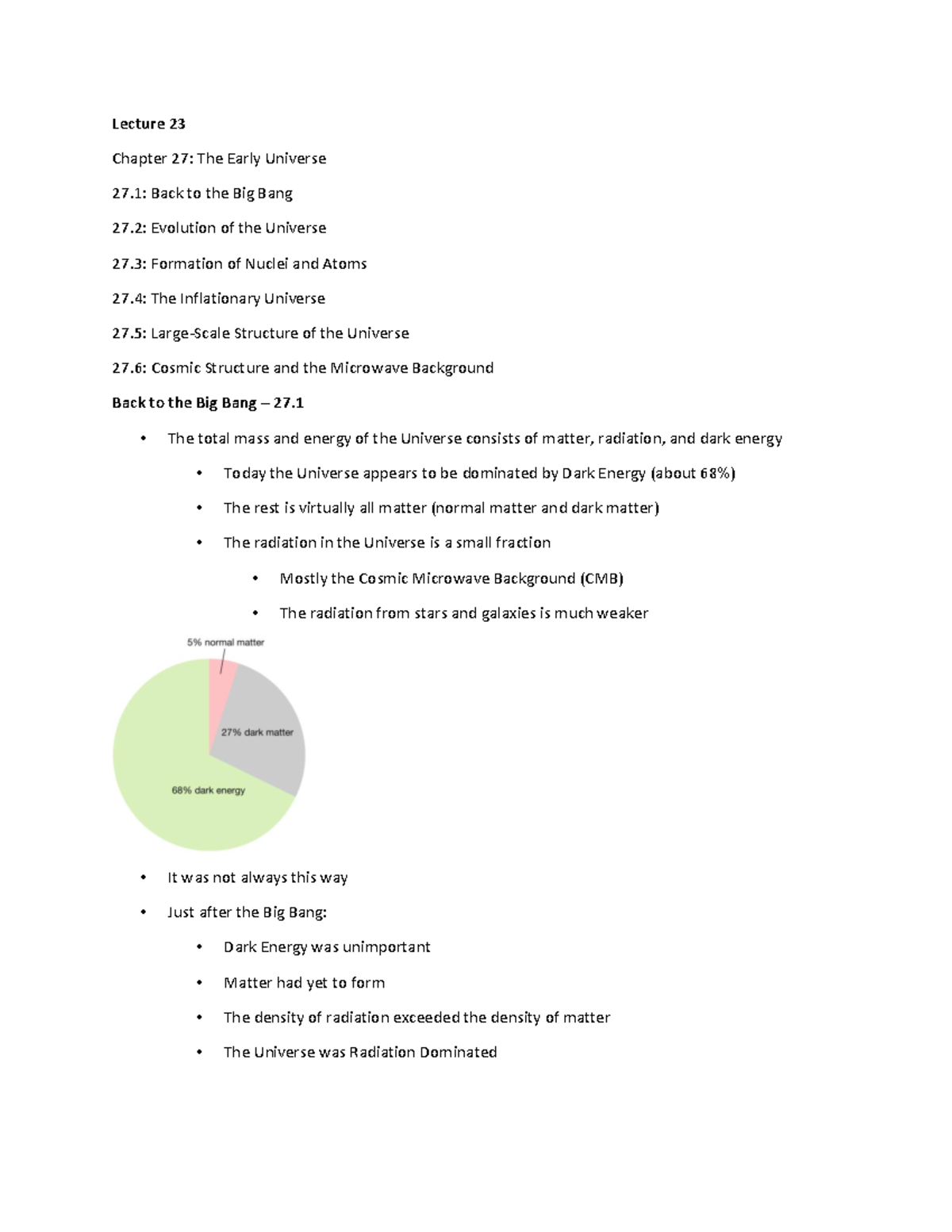 Lecture 23 - Lecture 23 Chapter 27: The Early Universe 27: Back to the ...