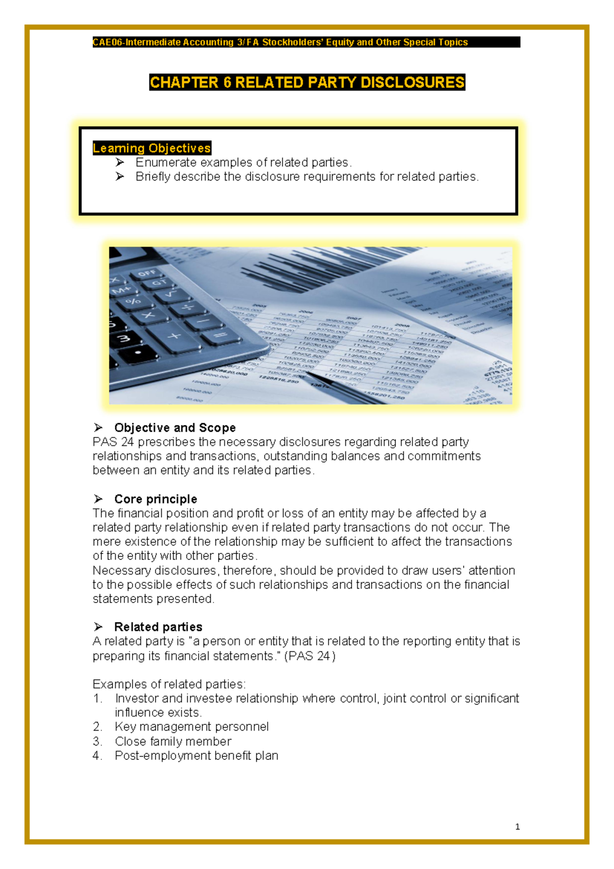 Chapter 6 Related Party Disclosures - CAE06-Intermediate Accounting 3 ...