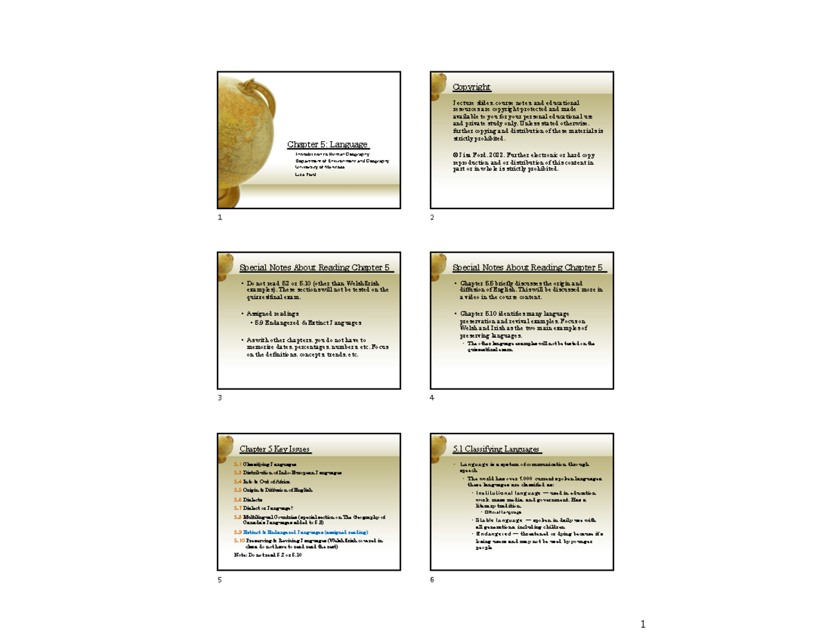 05. Languages - Notes - Chapter 5: Language ####### Introduction to ...