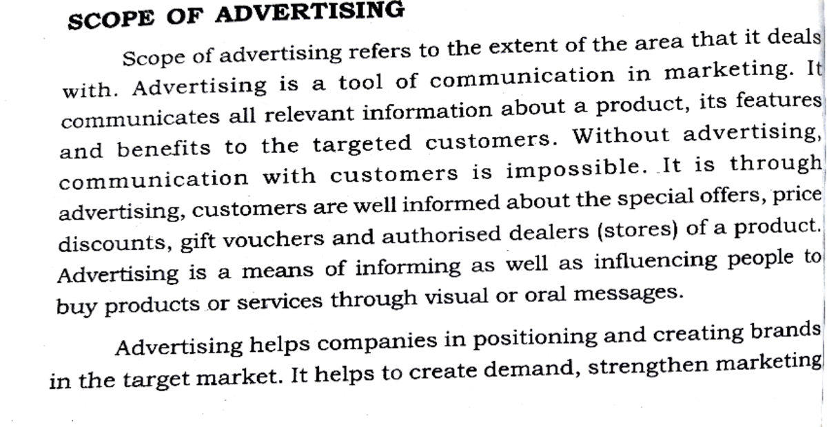 3. Scope of Advertising (Advertising and sales promotion) - ScOPE OF ...
