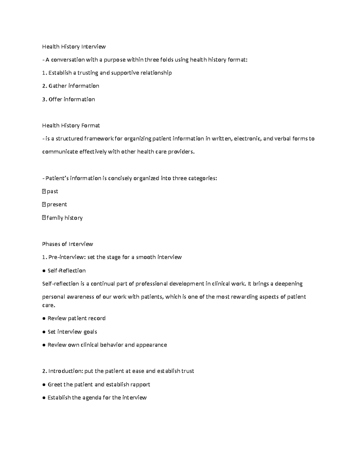 Nursing 5 - Health History Interview A conversation with a purpose ...