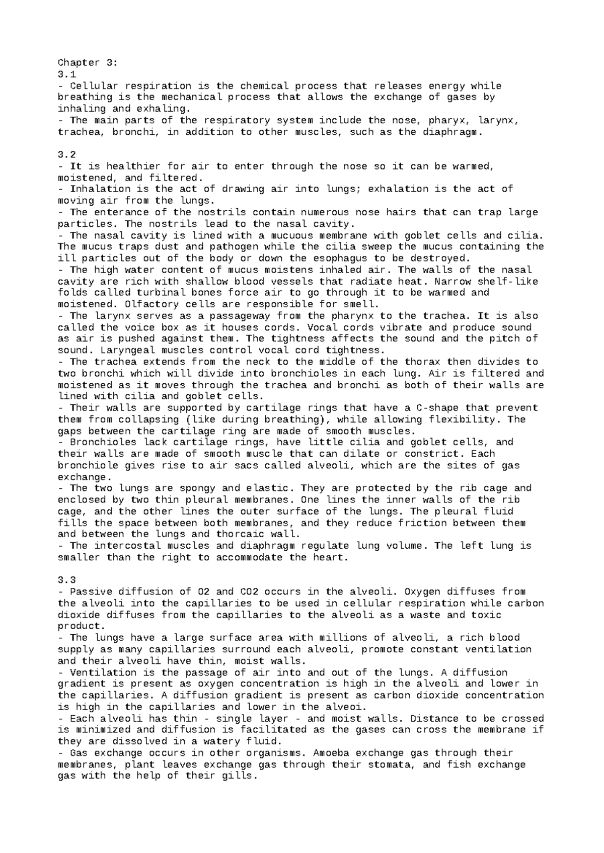 Chapter 3 Biology - summary of ch3 bio M book - Chapter 3: 3. Cellular respiration is the ...