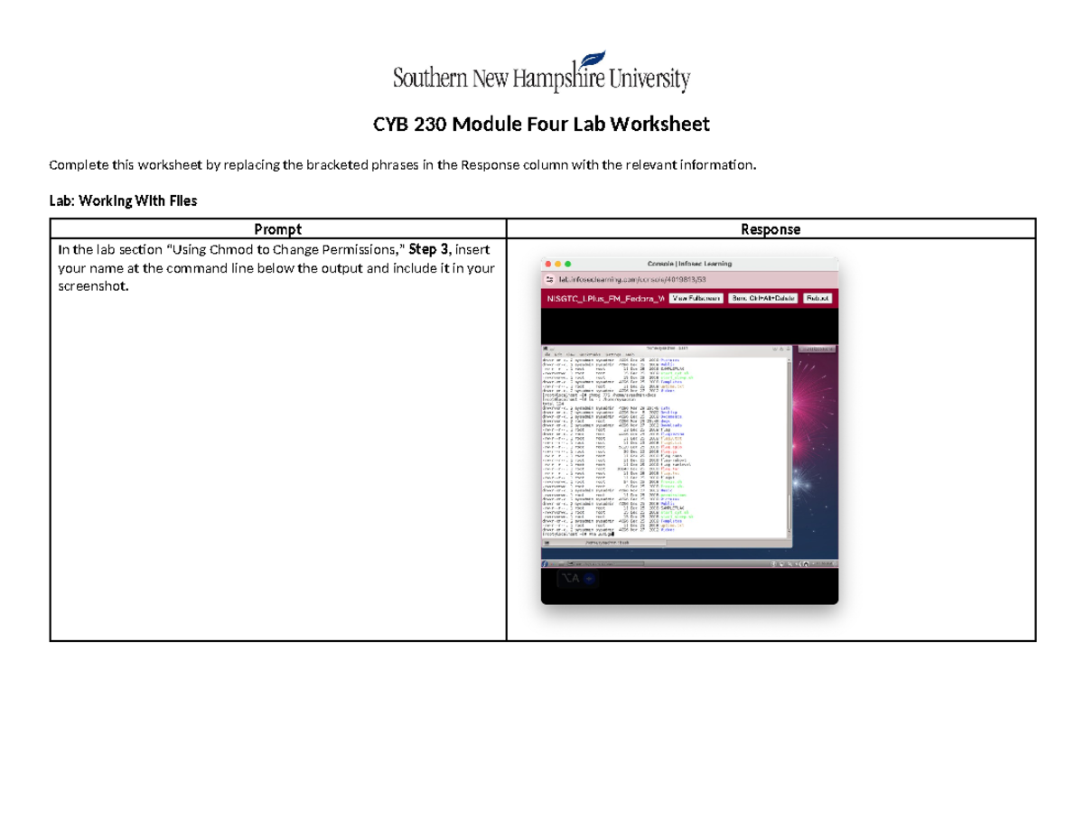 CYB 230 Module Four Lab Worksheet Ana Zuniga - CYB 230 Module Four Lab ...