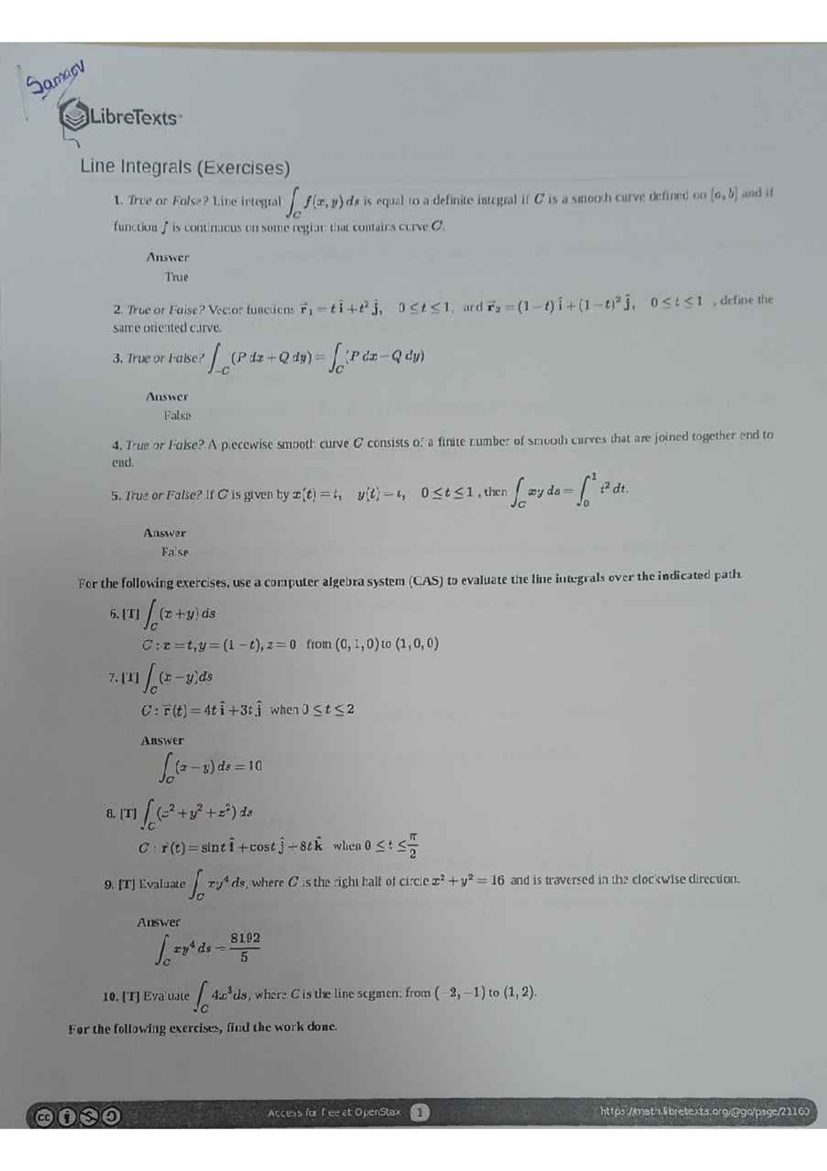 GET 210 Line Integral questions - Engineering Mathematics II - Studocu