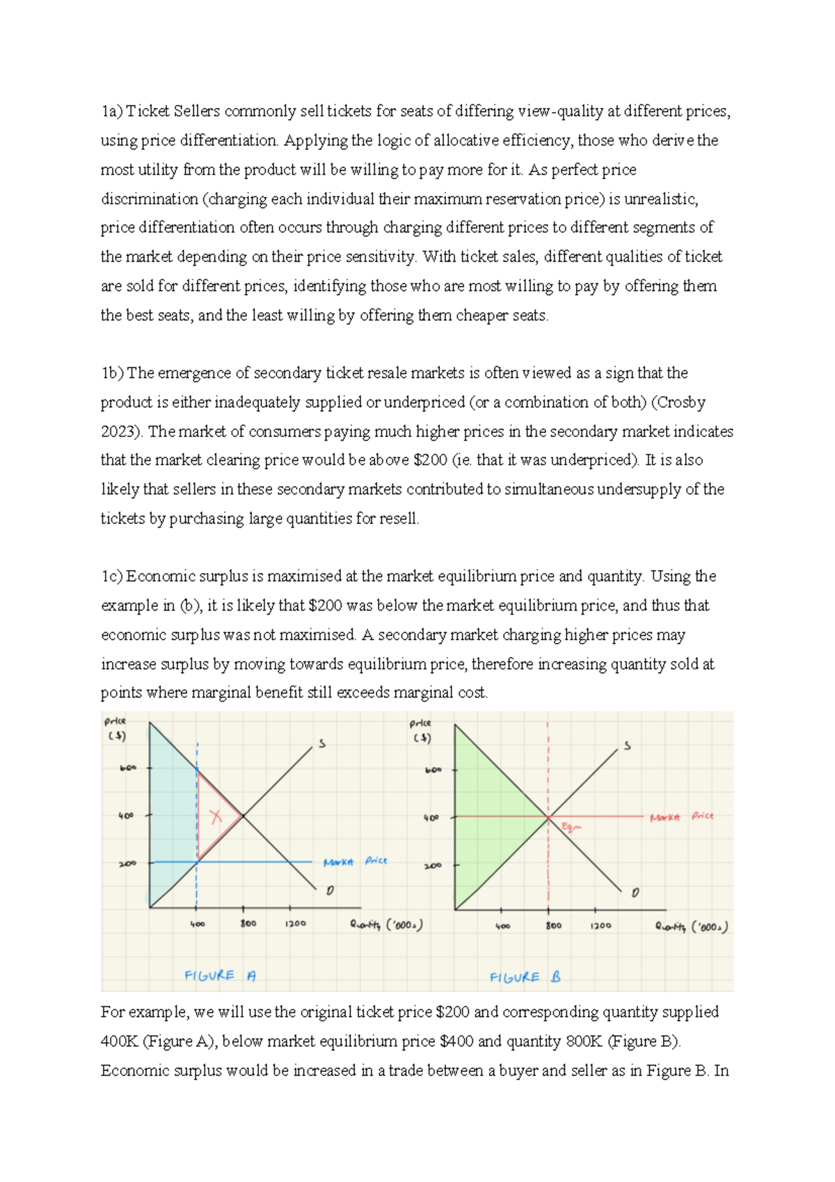 COMM1100 CASE Study - 1a) Ticket Sellers commonly sell tickets for ...