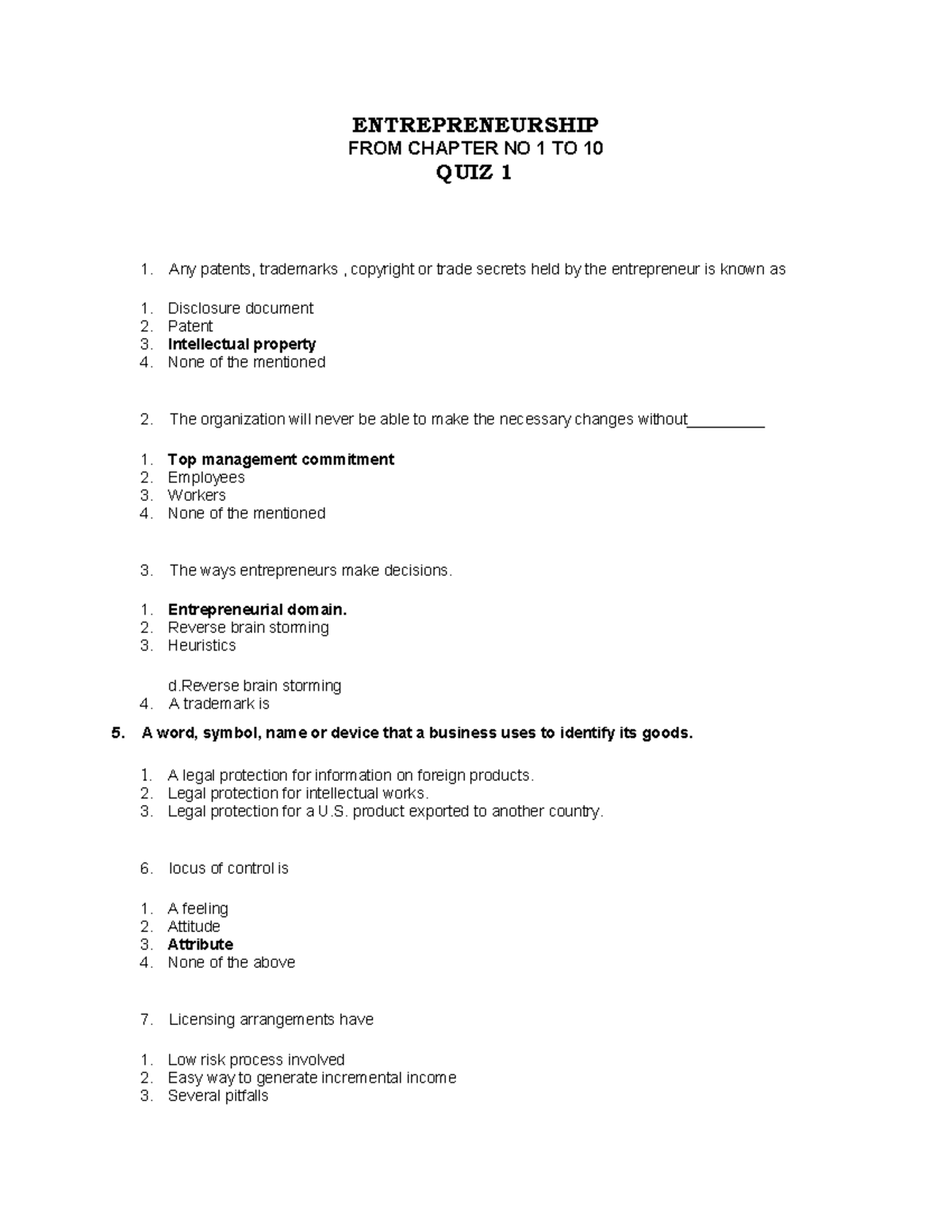 Mgt602 entrepreneurship quizzes - - Studocu