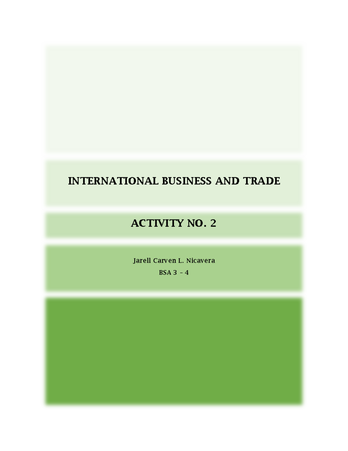 International Trade and Business - ACTIVITY NO. 2 Jarell Carven L ...