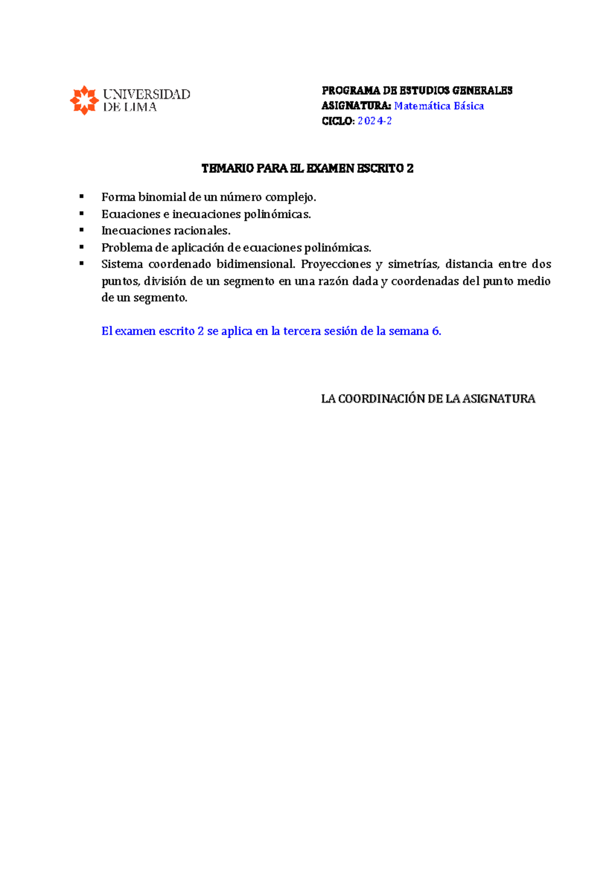 Temario para el examen escrito 2 - TEMARIO PARA EL EXAMEN ESCRITO 2 Forma binomial de un número ...