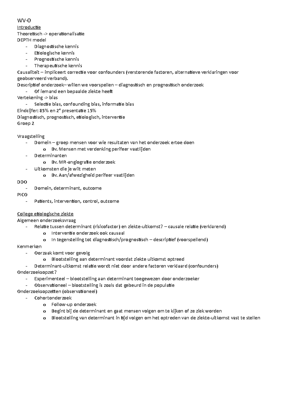 WV-O Samenvatting - Introductie Theoretisch -> operationalisatie DEPTH ...