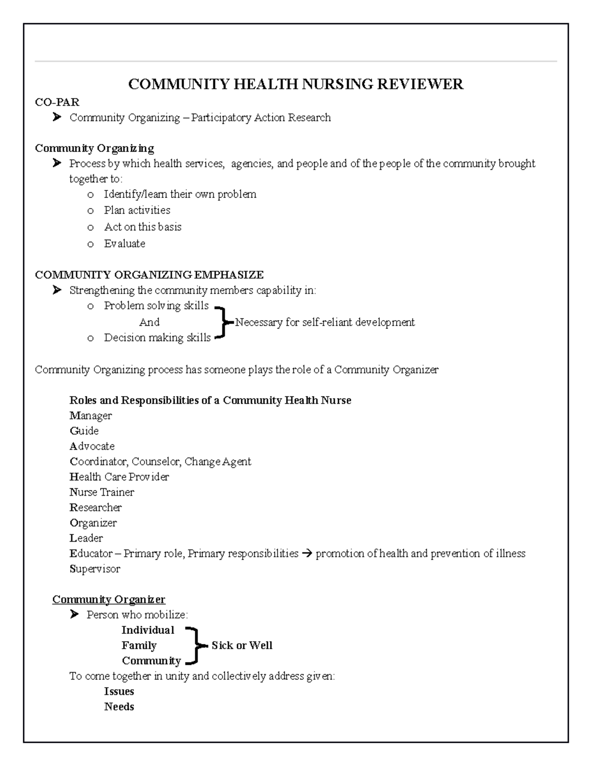 Community Health Nursing Reviewer - COMMUNITY HEALTH NURSING REVIEWER ...
