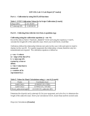 121 Formula Sheet - KIN 121 - KIN 121 FORMULA SHEET mã W tot Aspd Mz ...