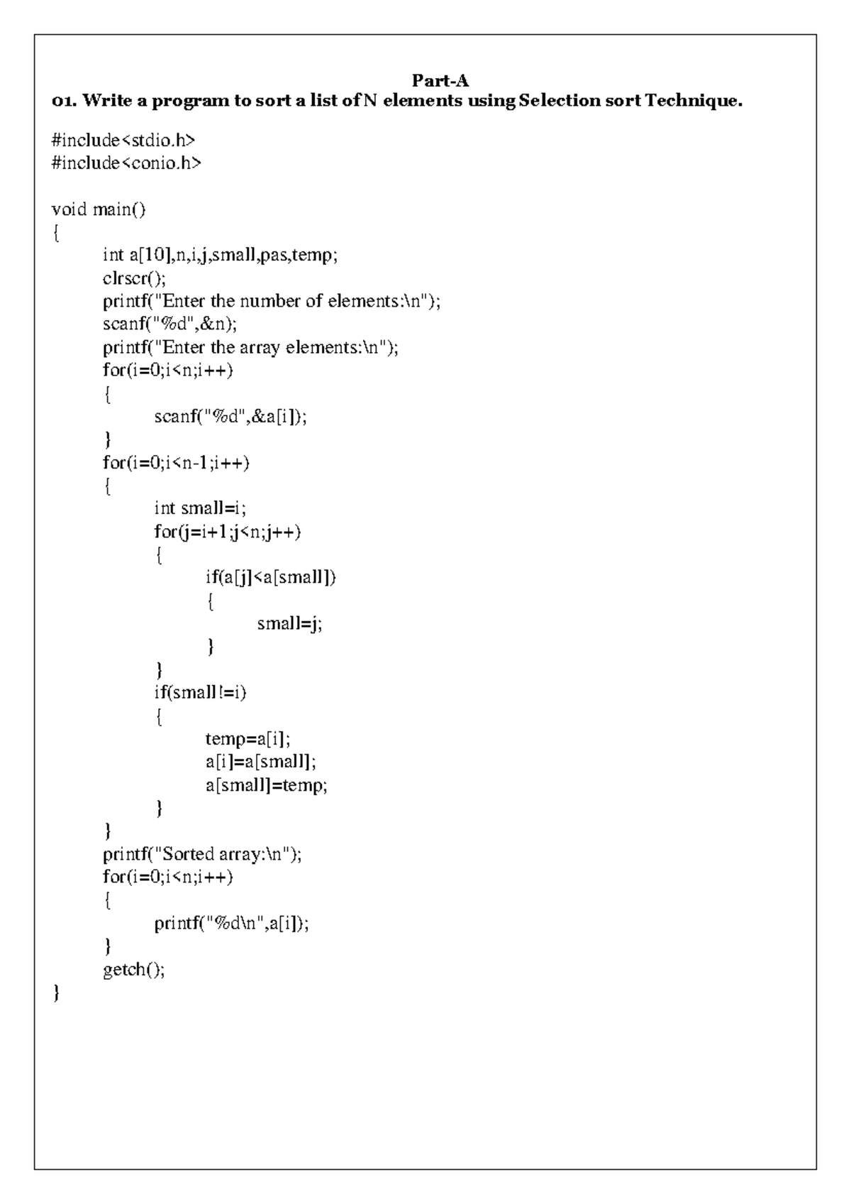 ADA-Lab porgrams - lab programs daa - Part-A 01. Write a program to sort a list of N elements ...