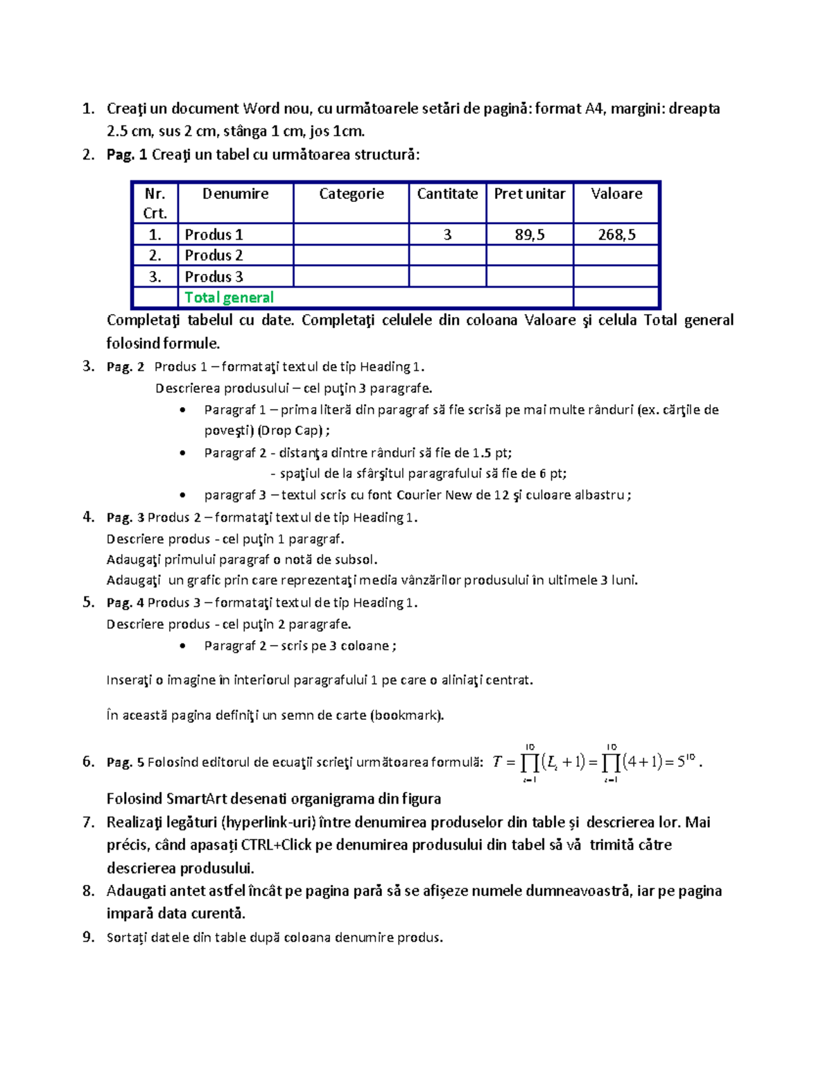 Fisa 4 - WORD - exercitii - 1. Creaţi un document Word nou, cu ...