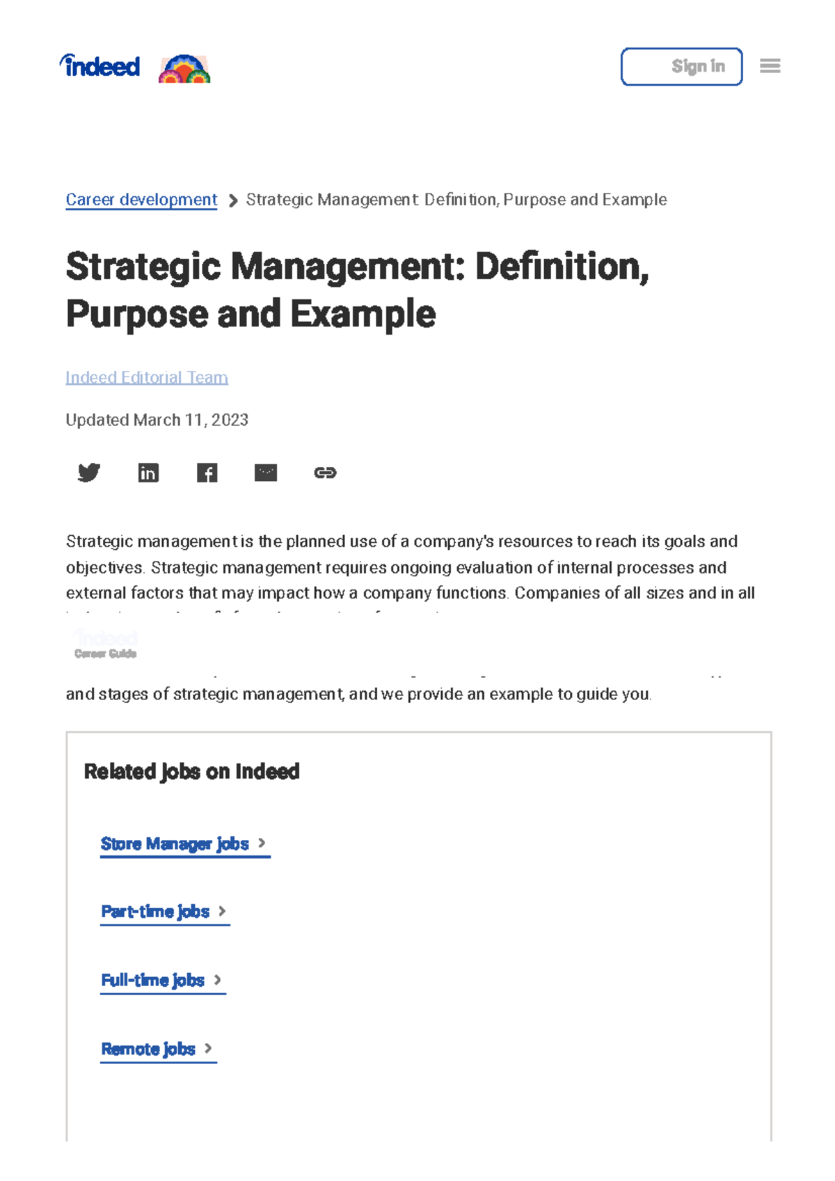 Strategic Management Definition, Purpose and Example Indeed.com ...