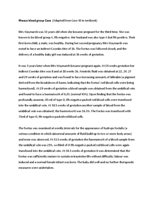 Case study cih - Clinical Immunology & Haematology 3A Case History ...