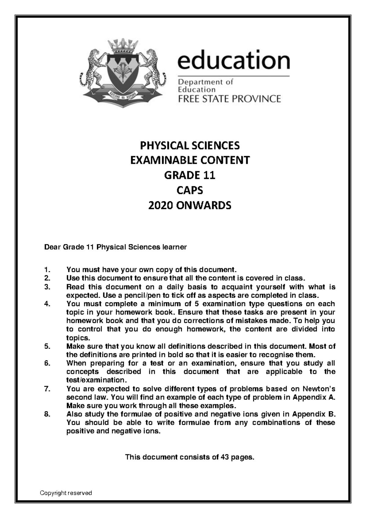 FS Phy Sci Gr 11 Exam content learners 2020 ENG Complete 1 - PHYSICAL ...