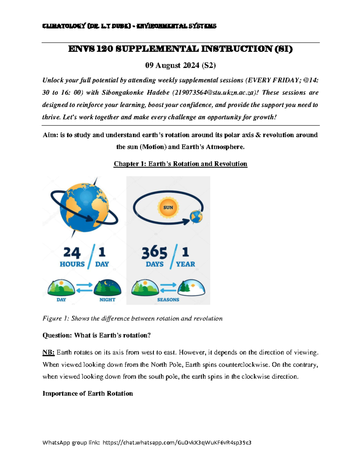 9 Aug 2024 ENVS 120 SI Session 1 (Climatology) - ENVS 120 SUPPLEMENTAL ...