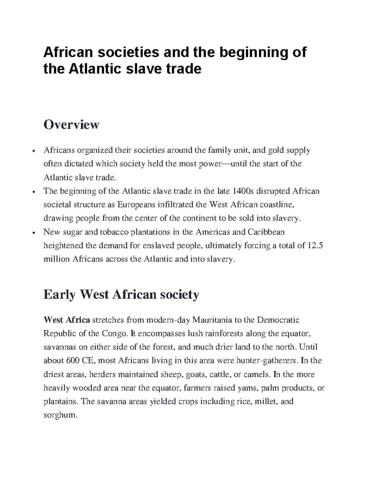 African societies and the beginning of the Atlantic slave - African ...