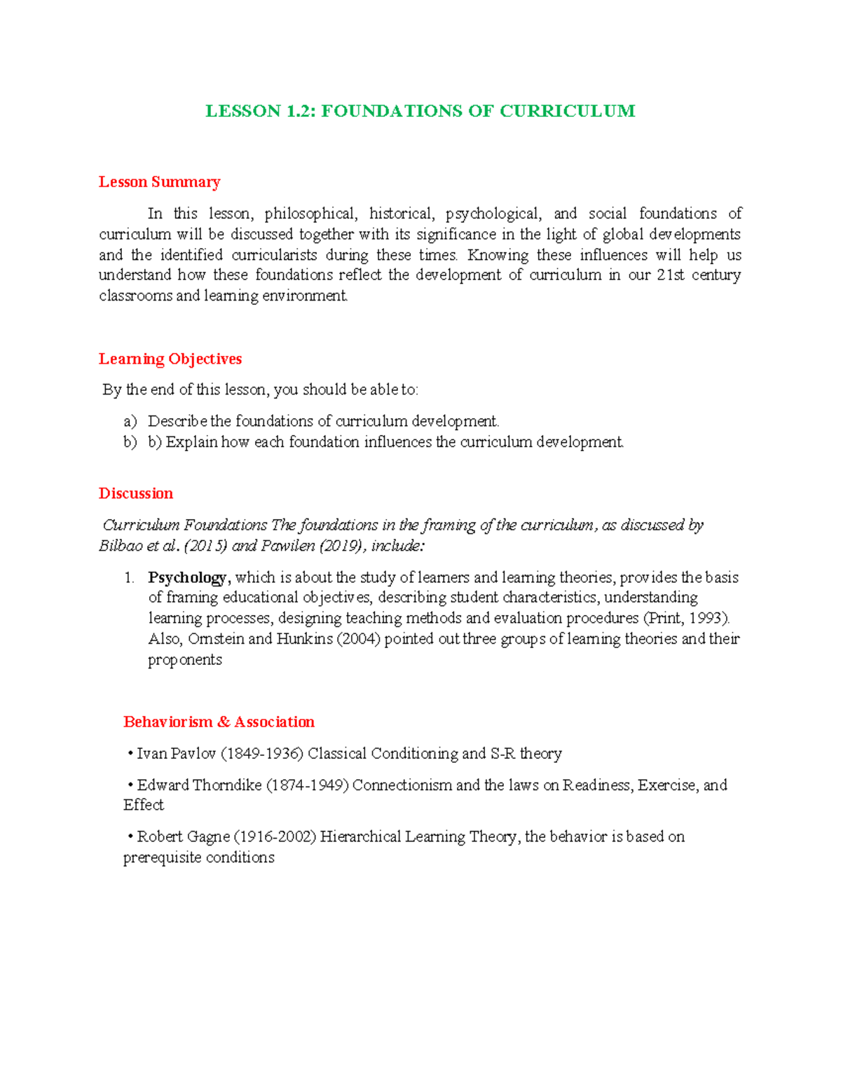 Lesson-1 - Informational - LESSON 1: FOUNDATIONS OF CURRICULUM Lesson ...