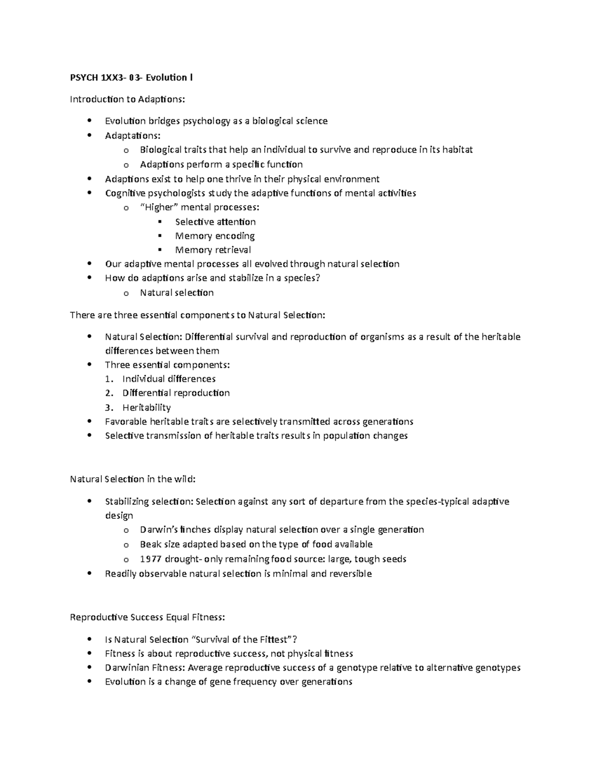 PSYCH 1XX3- 03- Evolution l - PSYCH 1XX3- 03- Evolution l Introduction ...