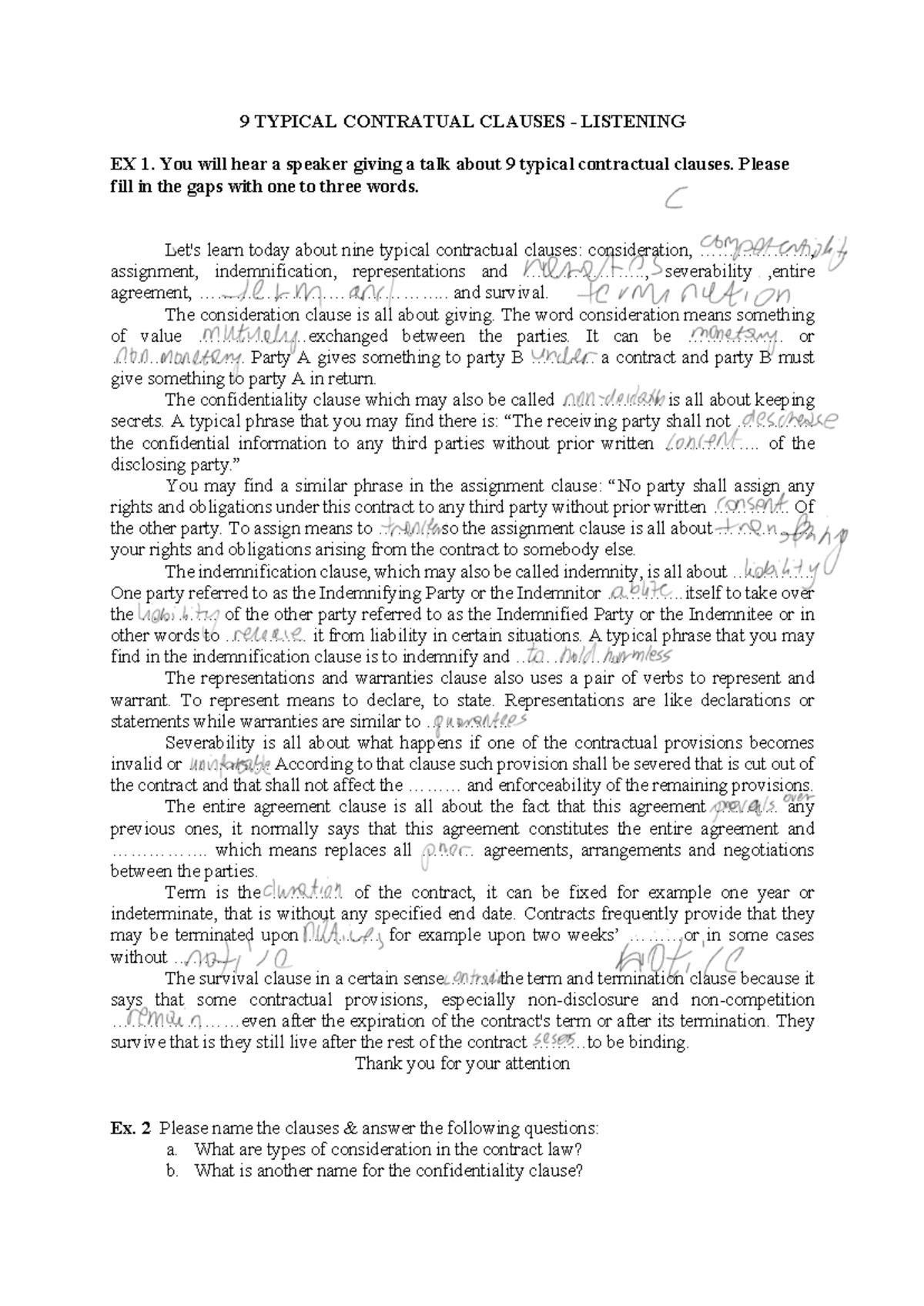 9 Typical Contractual Clauses B1 - 9 TYPICAL CONTRATUAL CLAUSES ...