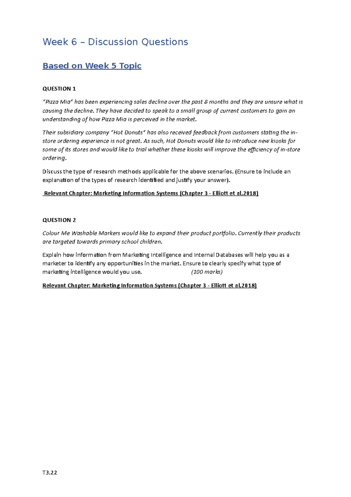 Week 6 Discussion Questions - Week 6 – Discussion Questions Based on ...