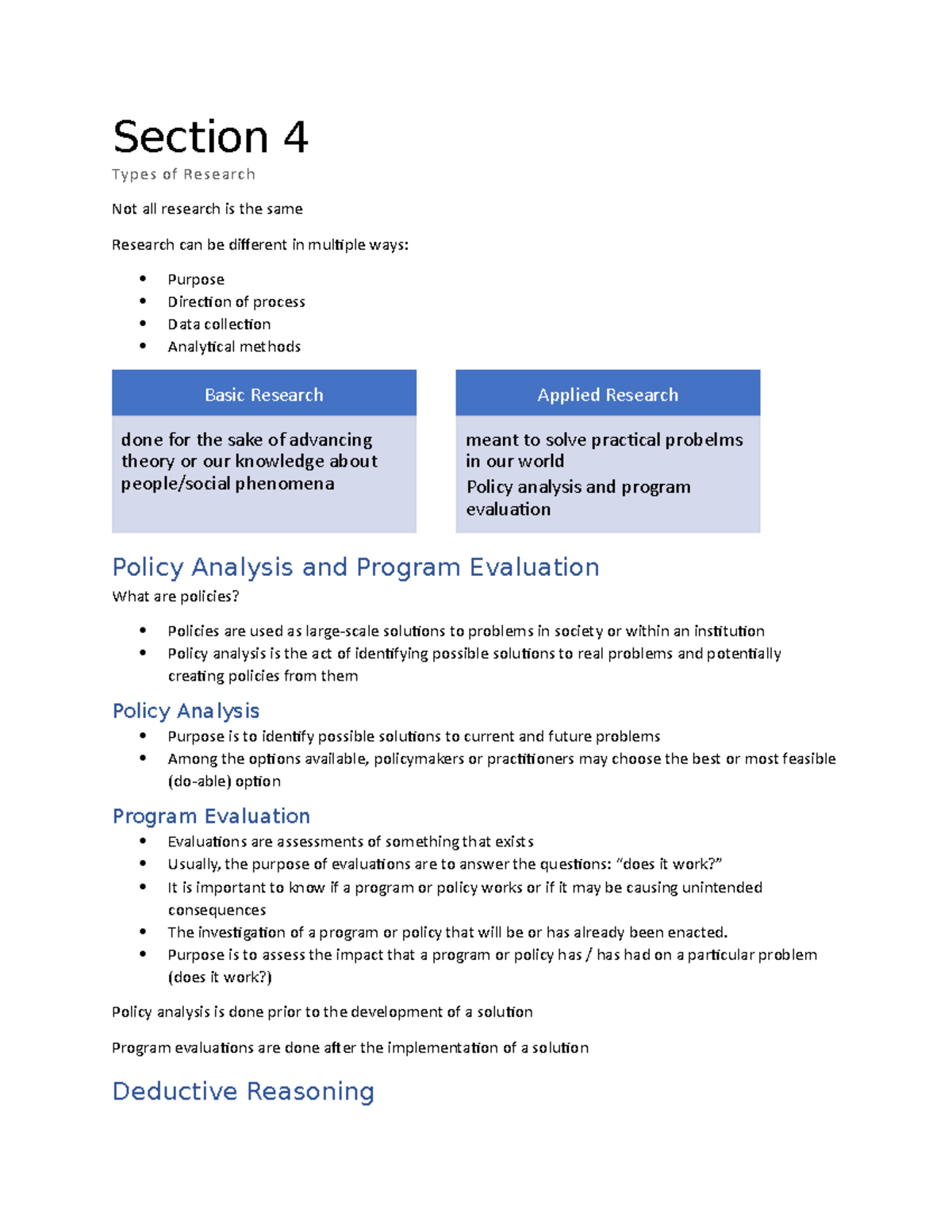 Section 4 - Types of Research - Section 4 Types of Research Not all ...