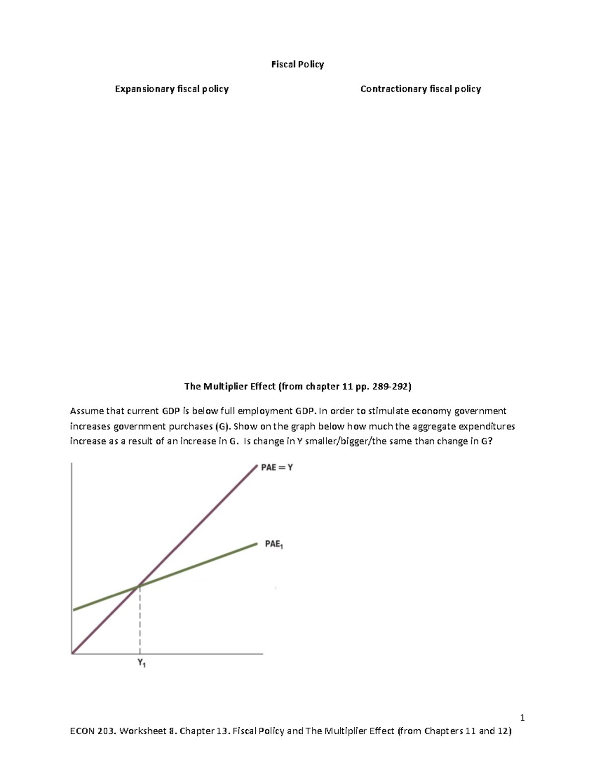 Fiscal Policy updated 11 - 1 Fiscal Policy Expansionary fiscal policy ...