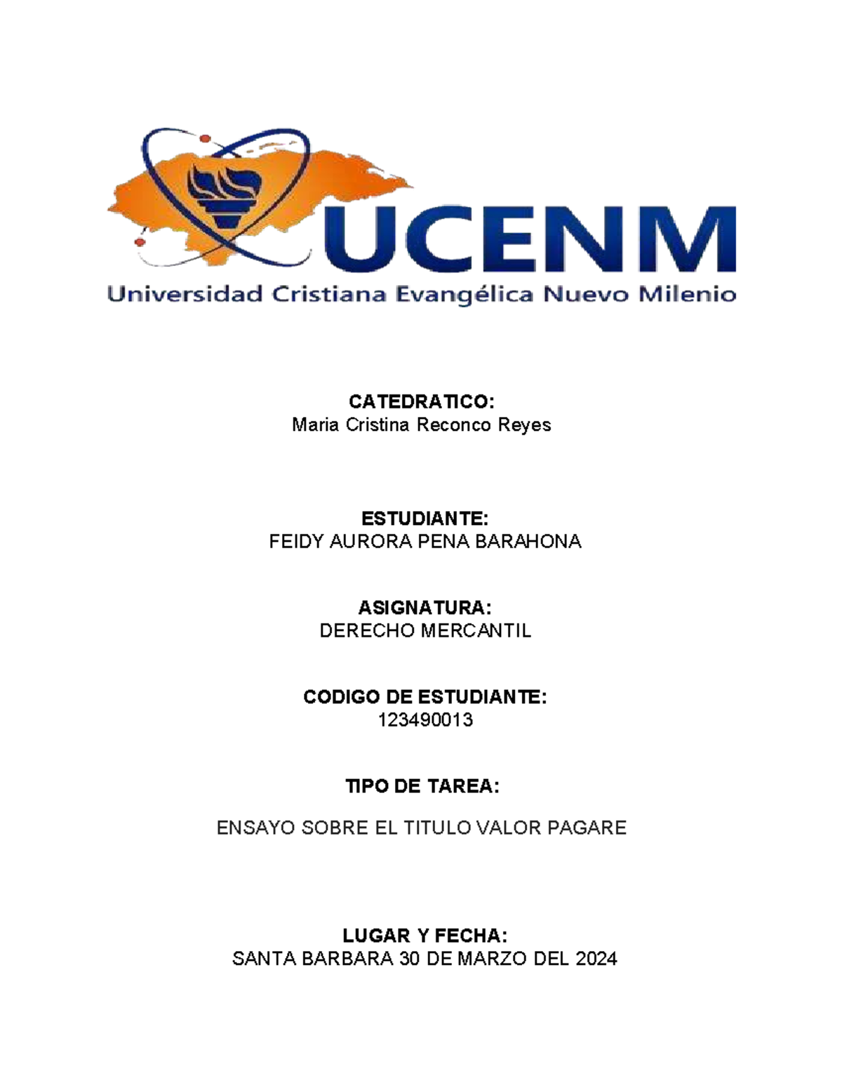 Tarea Titulos Valores - Resumen Derecho Agrario - CATEDRATICO: Maria ...