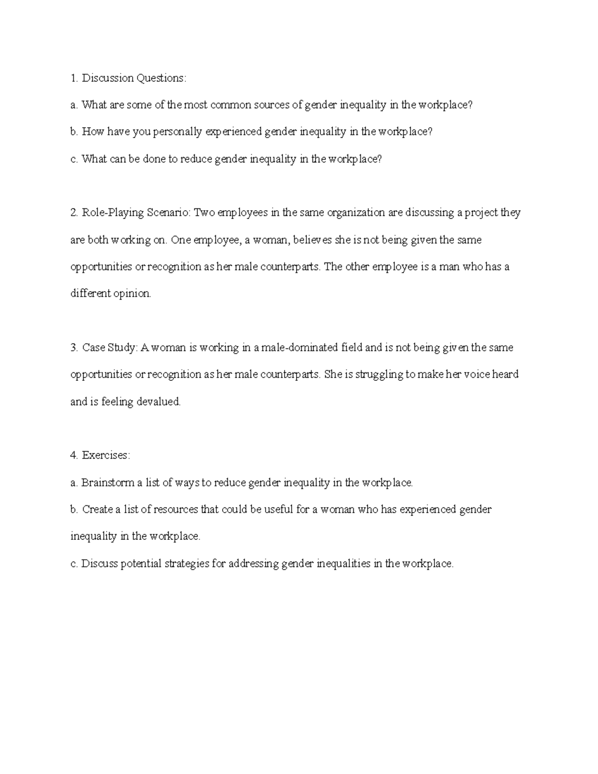 racial discrimination - Discussion Questions: a. What are some of the ...