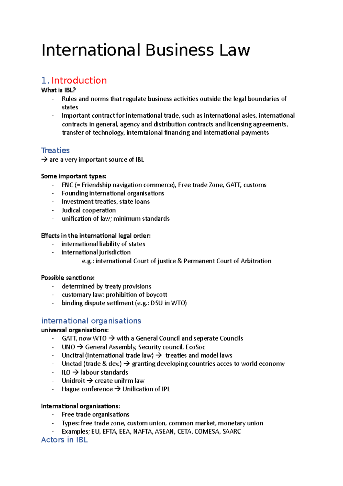 International Business Law 2020 - International Business Law 1 What is ...