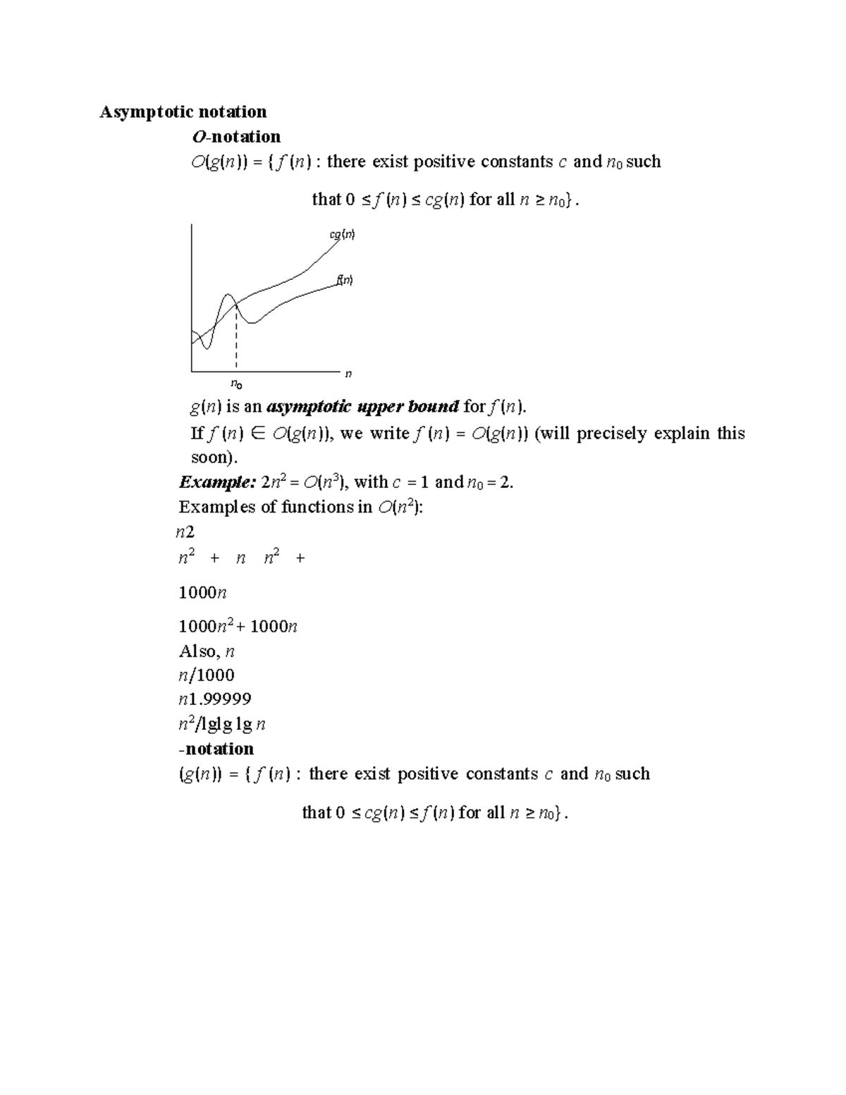 Asymptotic notation - Asymptotic notation O-notation O(g(n)) = { f (n ...