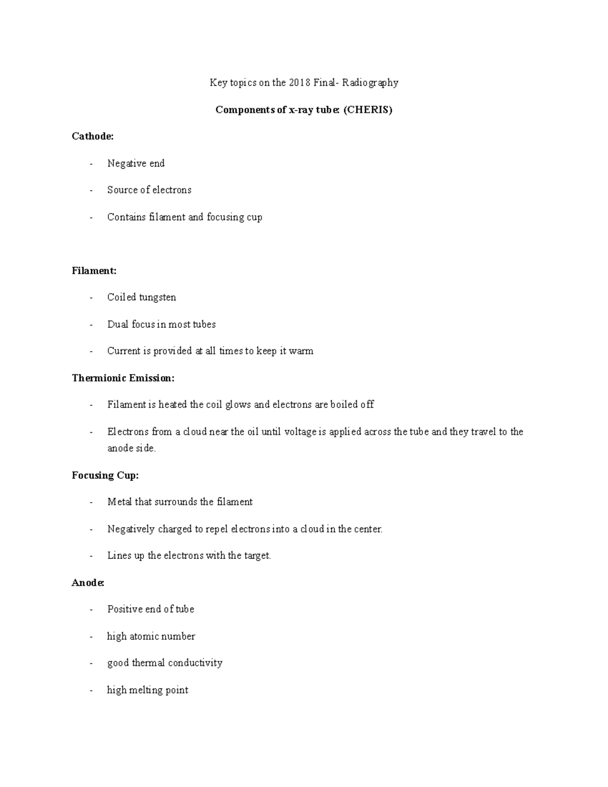 Radiology+Final+Study+Guide+Group - DES 1200 - Valencia College - Studocu