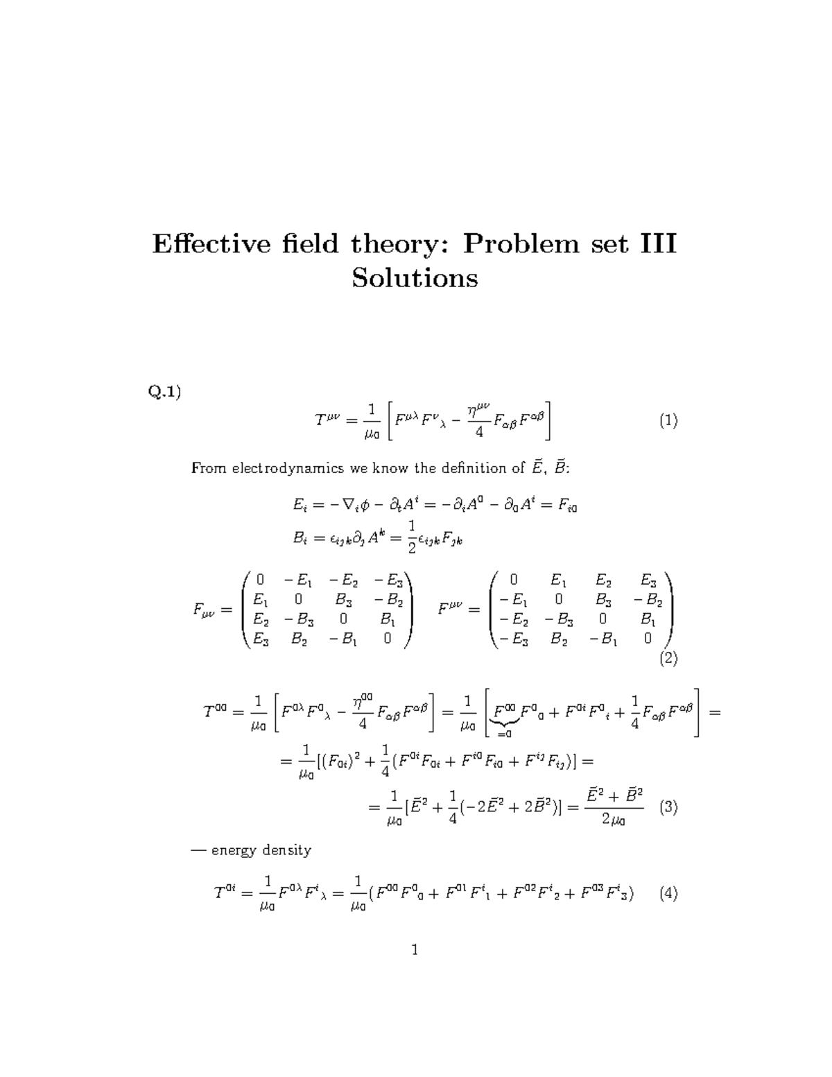 Problem set III solutions - Effective field theory: Problem set III ...