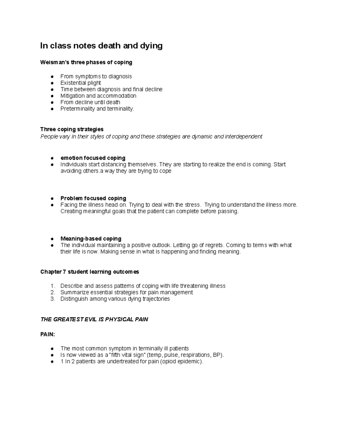 In class notes death and dying 1 - In class notes death and dying ...