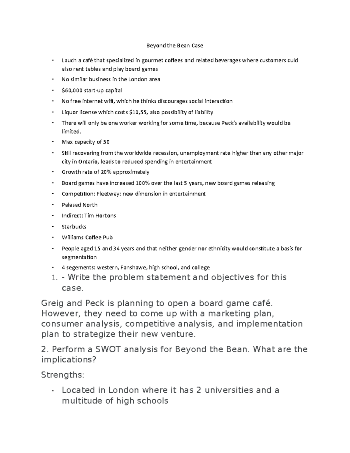 Beyond the Bean Case - detailed and comprehensive notes - Beyond the ...