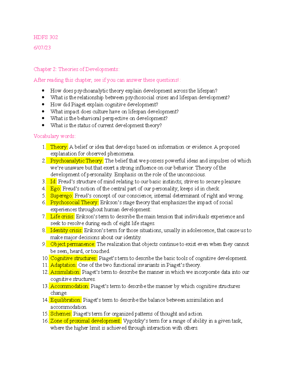 Hdfs 302 Chapter 2 Notes Hdfs 302 6 07 Chapter 2 Theories Of