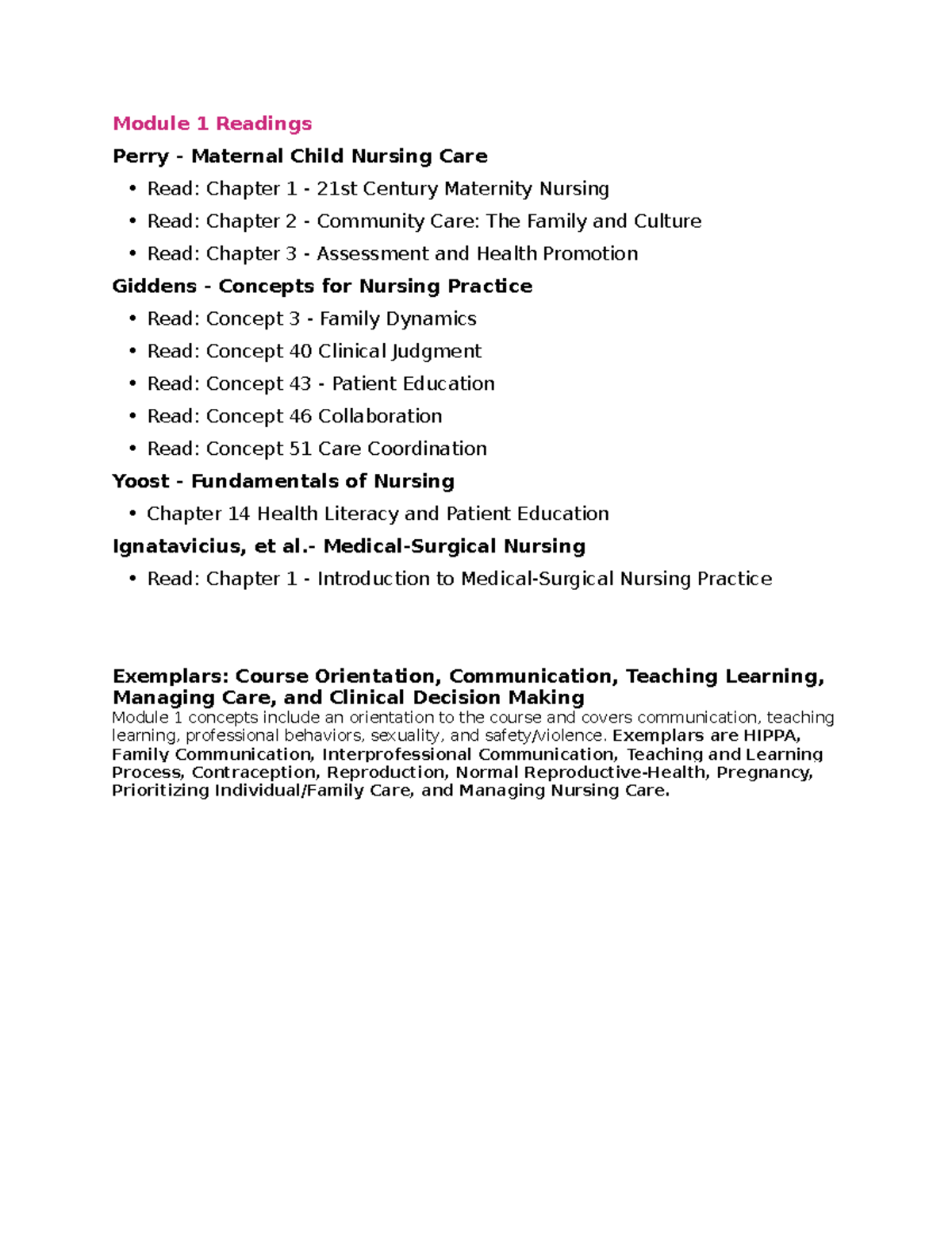 Module 1&2 Readings - Lecture notes 1 - Module 1 Readings Perry ...