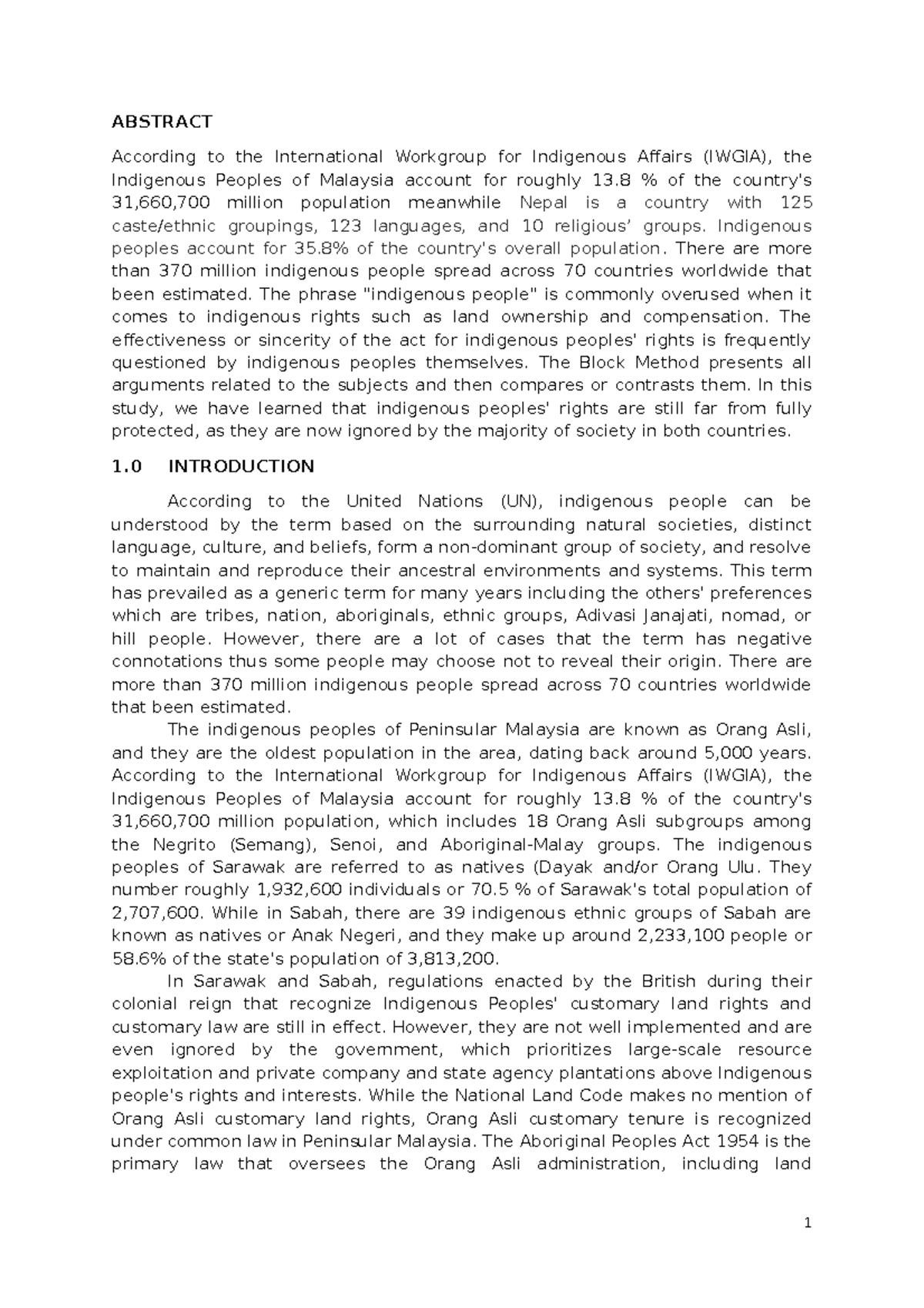 Indigenous LAND Rights 07 02 22 - ABSTRACT According to the ...
