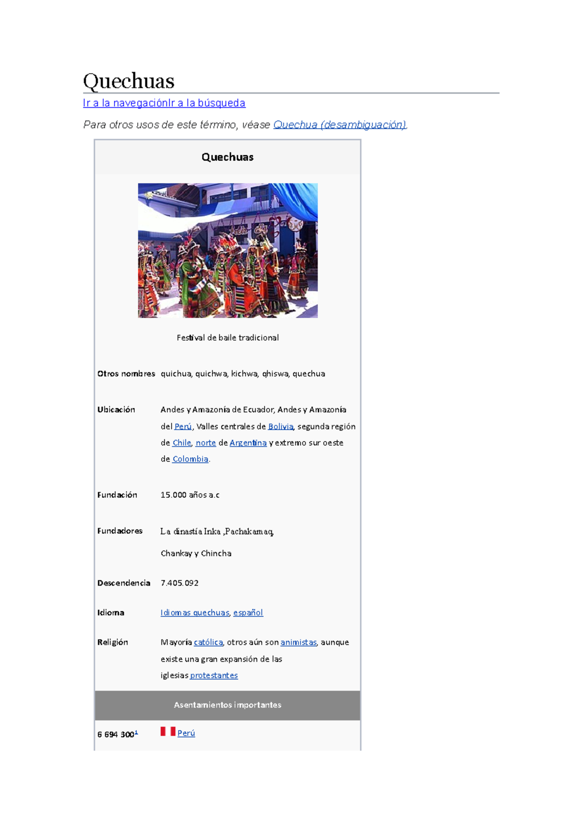 Quechua - Quechuas Festival de baile tradicional Otros nombres quichua, quichwa, kichwa, qhiswa ...