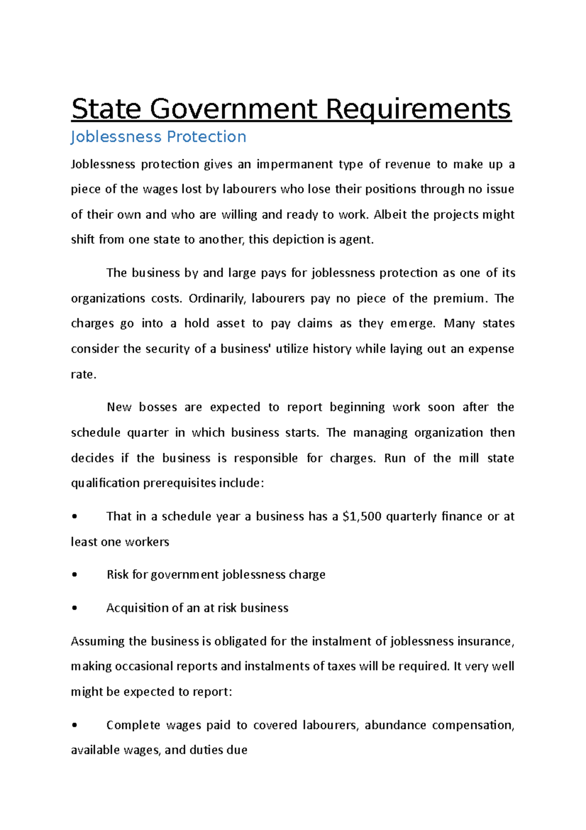 State Government Requirements - State Government Requirements ...