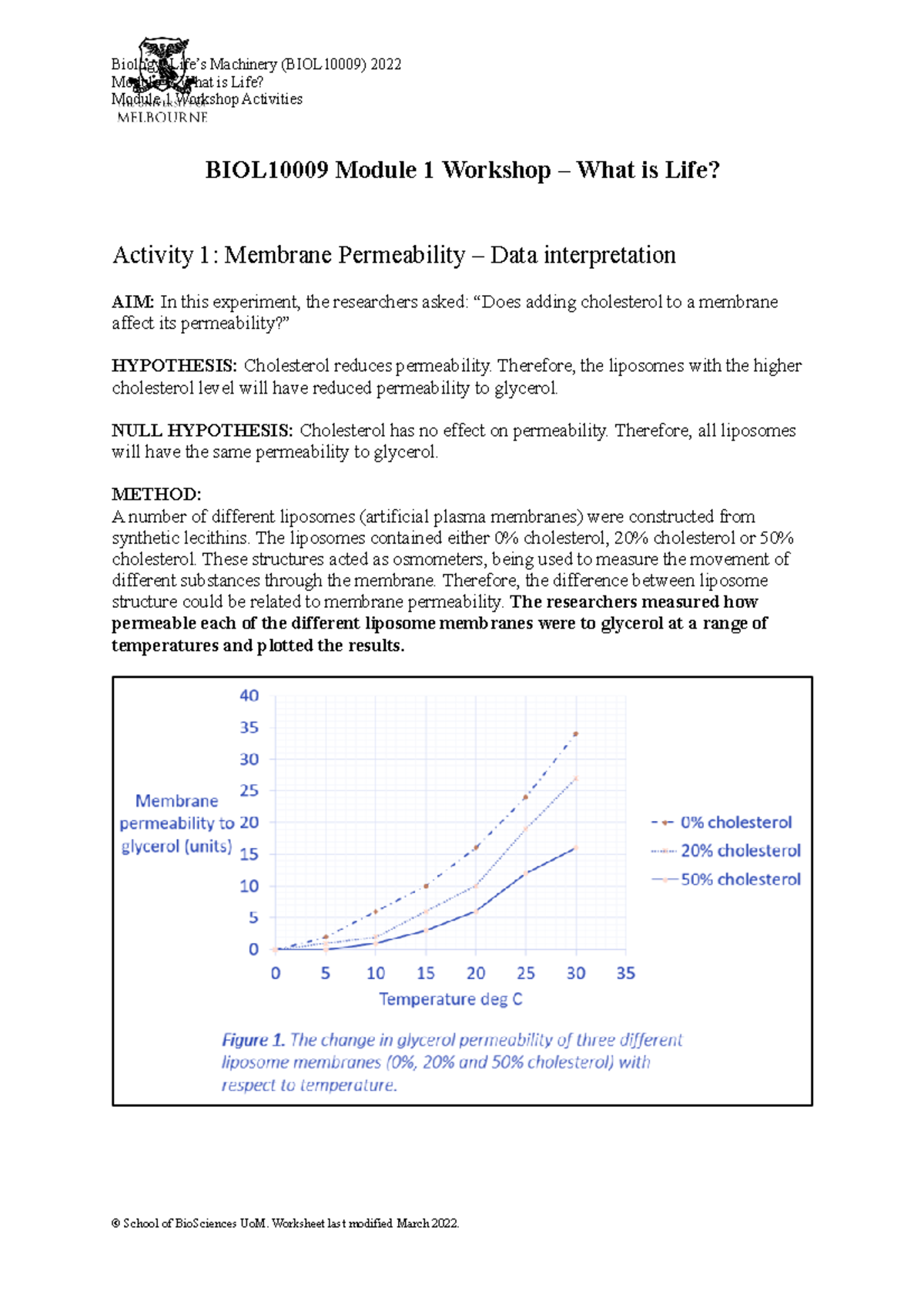 BIOL10009 Module 1 Workshop notes - Module 1: What is Life? Module 1 ...