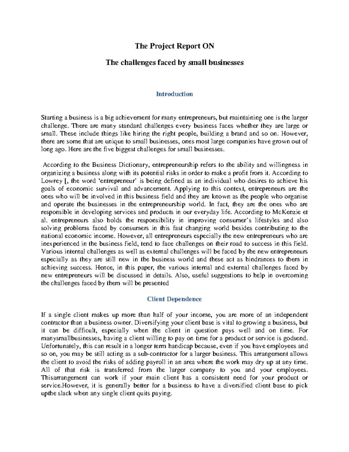 The Project Report ON - There are many standard challenges every ...