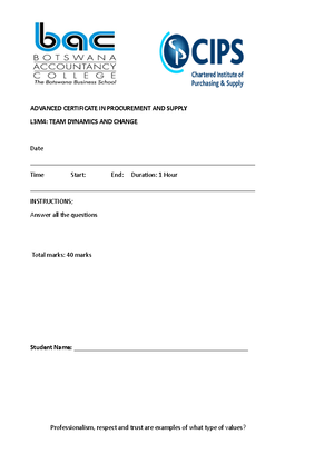 Sample Questions L4 Module 2 - Leading global excellence in procurement ...