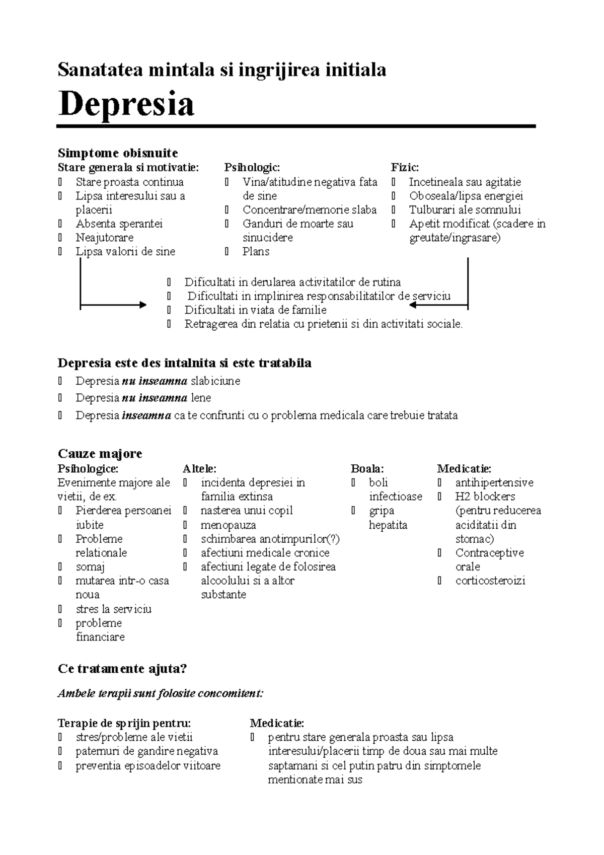 Depression - flowchart for management - in Romanian - Psihologie ...
