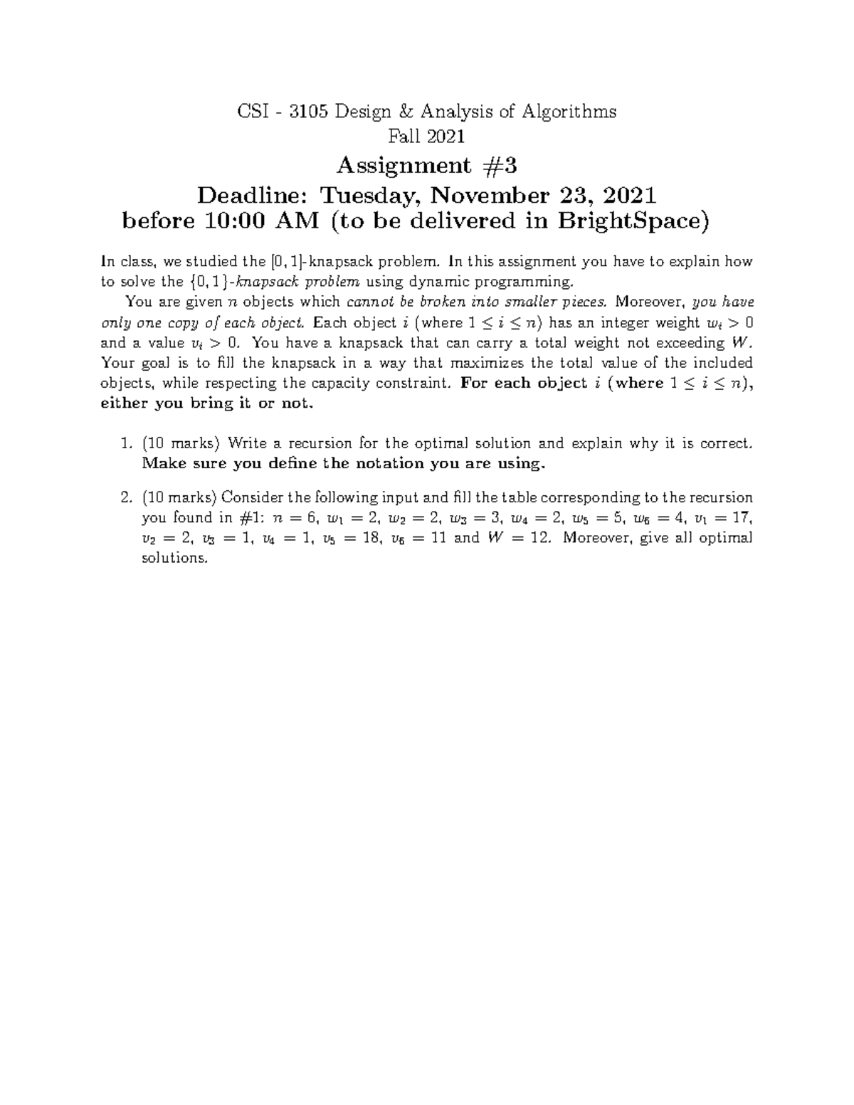 Assignment 3 Questions Assignment 3 Questions - CSI3105 - uOttawa - Studocu