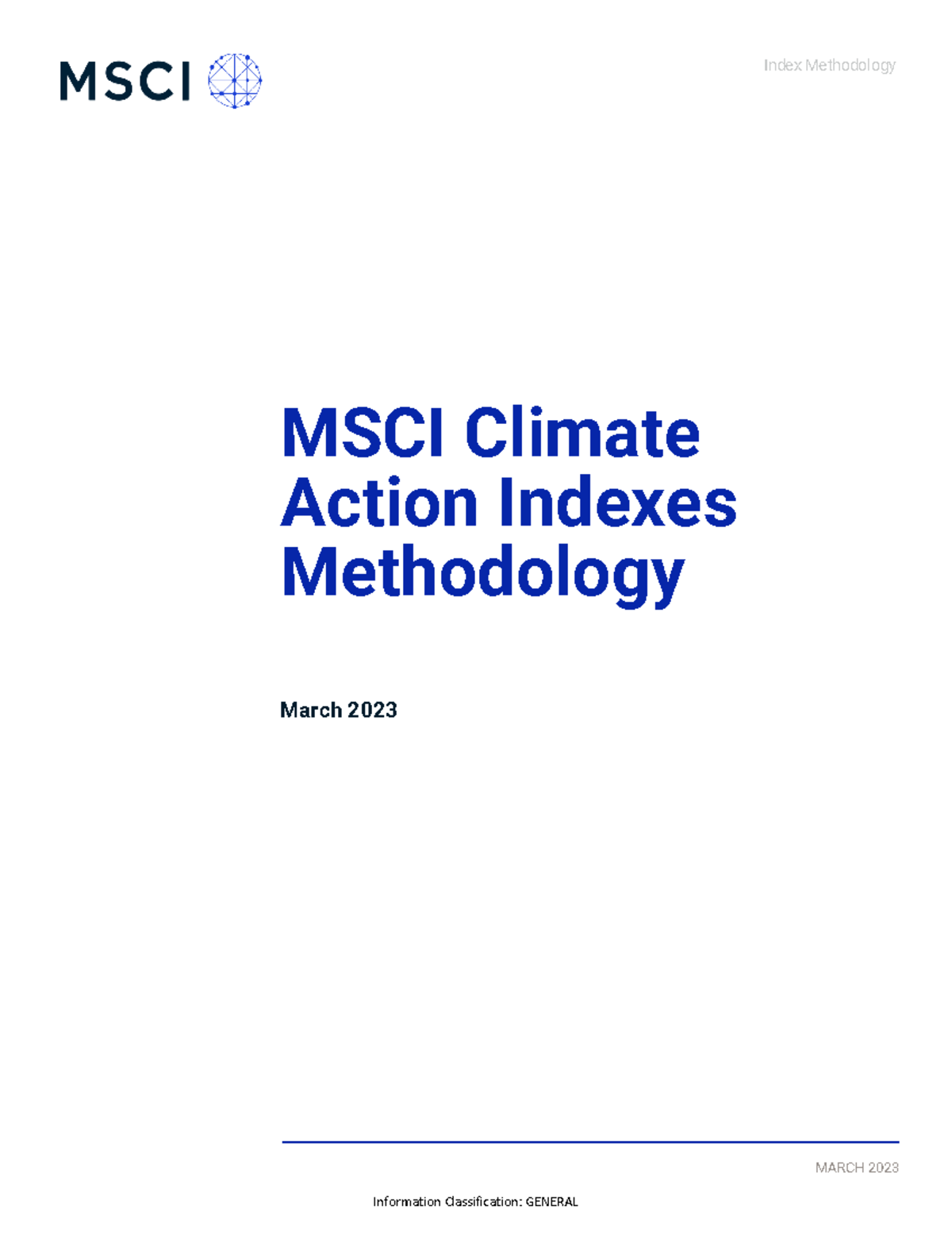 MSCI Climate Action Indexes 20230306 - MARCH 2023 Index Methodology ...