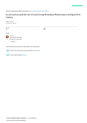 Customary Land Tenure in PNG - Land Administration and Policy Law - Studocu