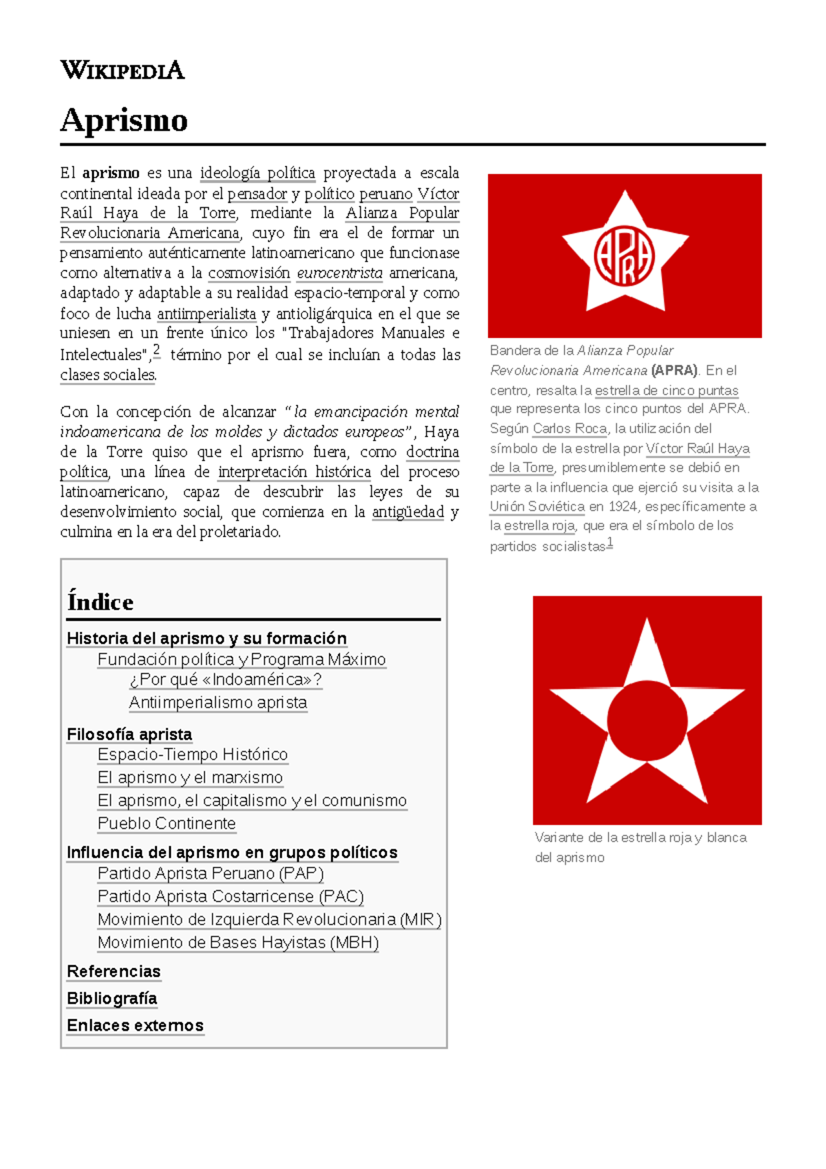 Aprismo - Bandera de la Alianza Popular Revolucionaria Americana (APRA ...